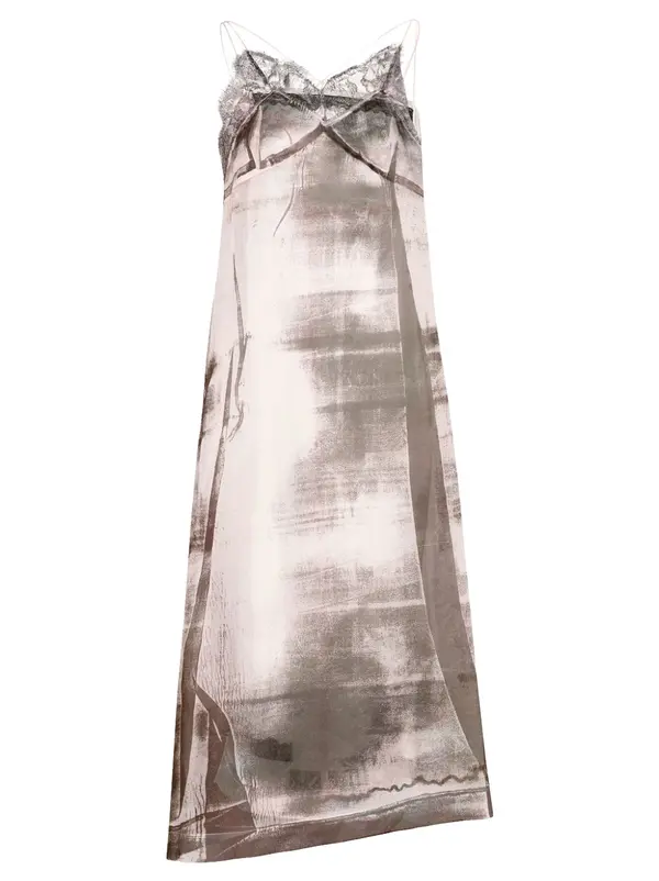 MAISON MARGIELA Freeze-frame Silk Midi Dress - Neutrals