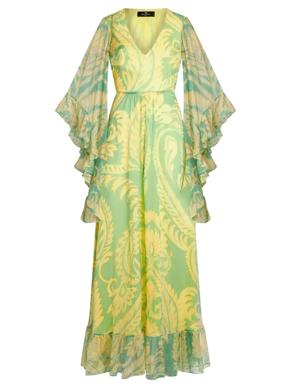 Etro Graphic-print Silk Dress - Green