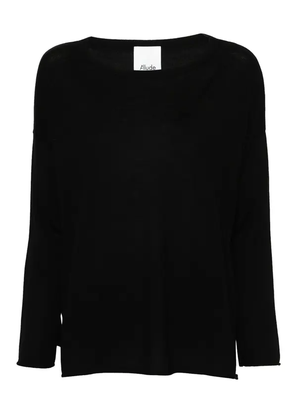 ALLUDE Boat-neck Virgin-wool Jumper - Black