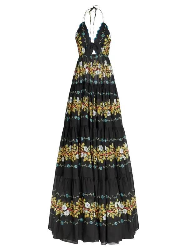 Etro Open Back Floral Maxi Dress - Black