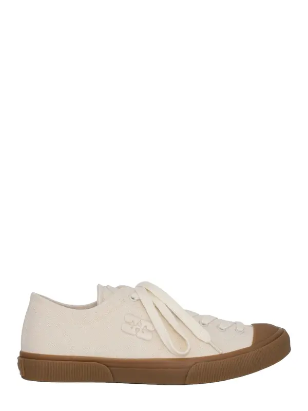 GANNI Logo-embroidered Organic Cotton Sneakers - Neutrals