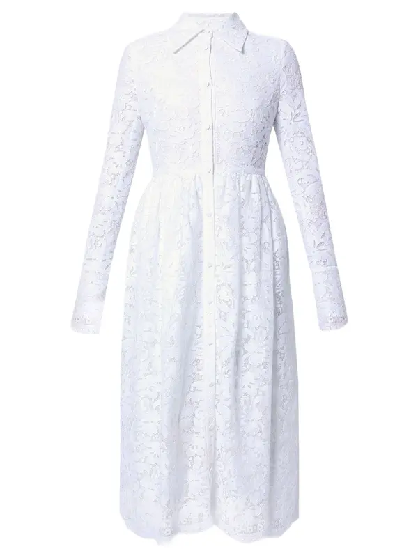 Erdem Corinne Belted Lace Shirt Dress - Neutrals