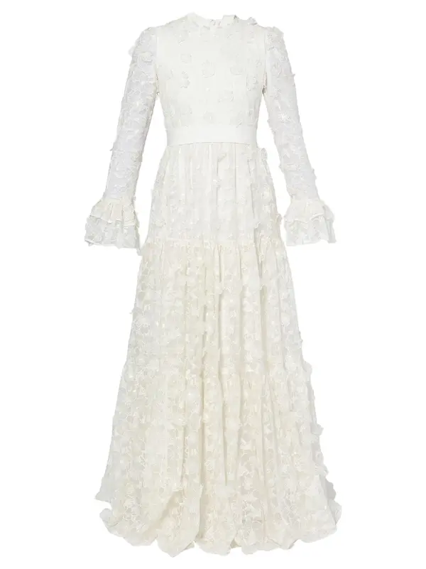 Erdem Alvaro Floral-cutwork Silk-organza Gown - Neutrals