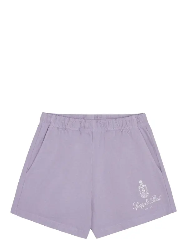SPORTY & RICH Vendome Logo-embroidered Shorts - Purple