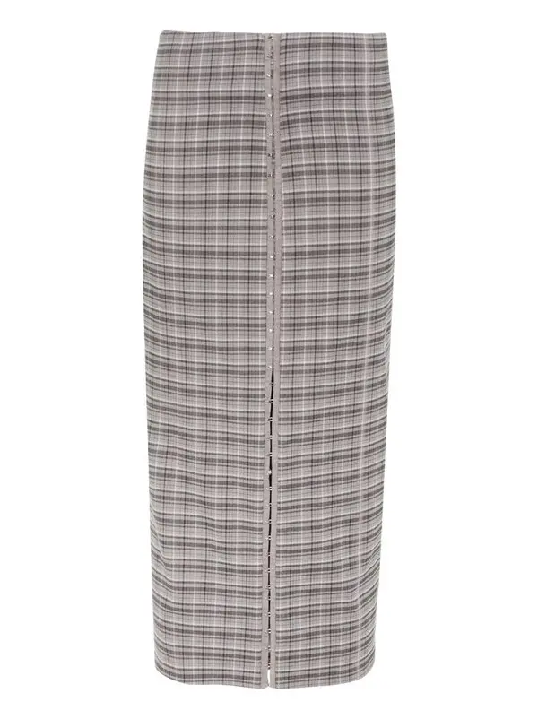 Remain Birger Christensen Palmer Checked Midi Skirt - Grey
