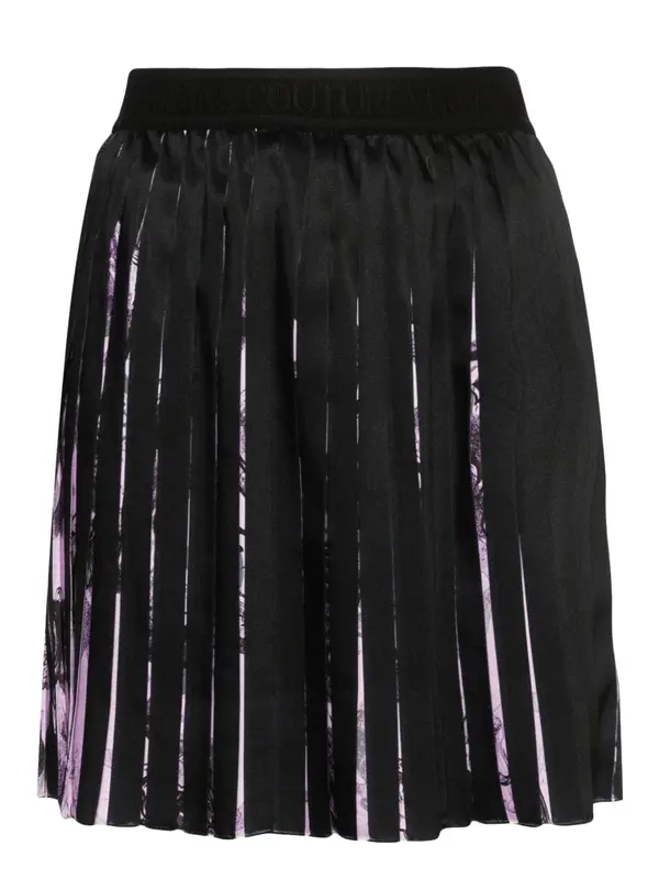 Versace Watercolour Barocco Pleated Skirt - Black