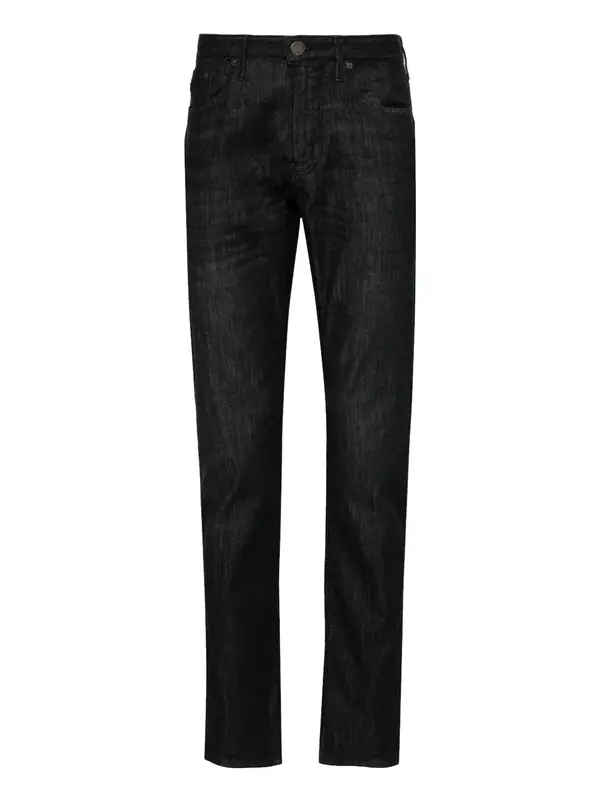 Emporio Armani Mid-rise Slim-fit Jeans - Black