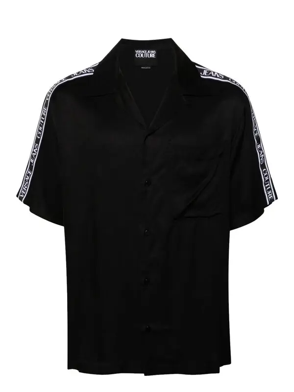 Versace Logo-tape Short-sleeve Shirt - Black