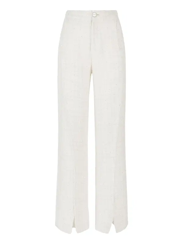 Gcds Sequin-embellished Tweed Trousers - White