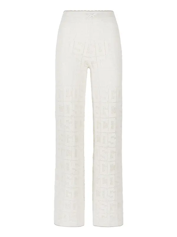 Gcds Monogram Crochet-knit Trousers - White