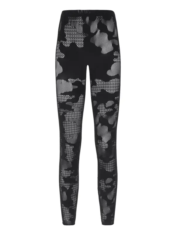 Gcds Camouflage-pattern Mesh Leggings - Black