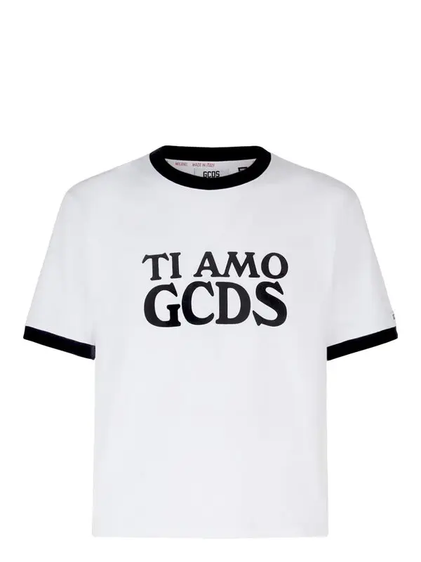 Gcds Slogan-print Cotton T-shirt - White