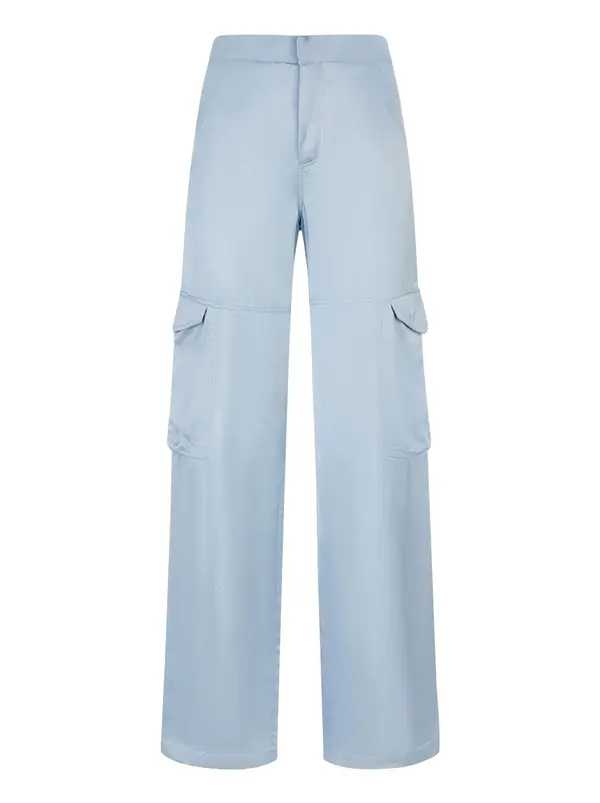 Gcds High-waisted Satin Cargo Trousers - Blue