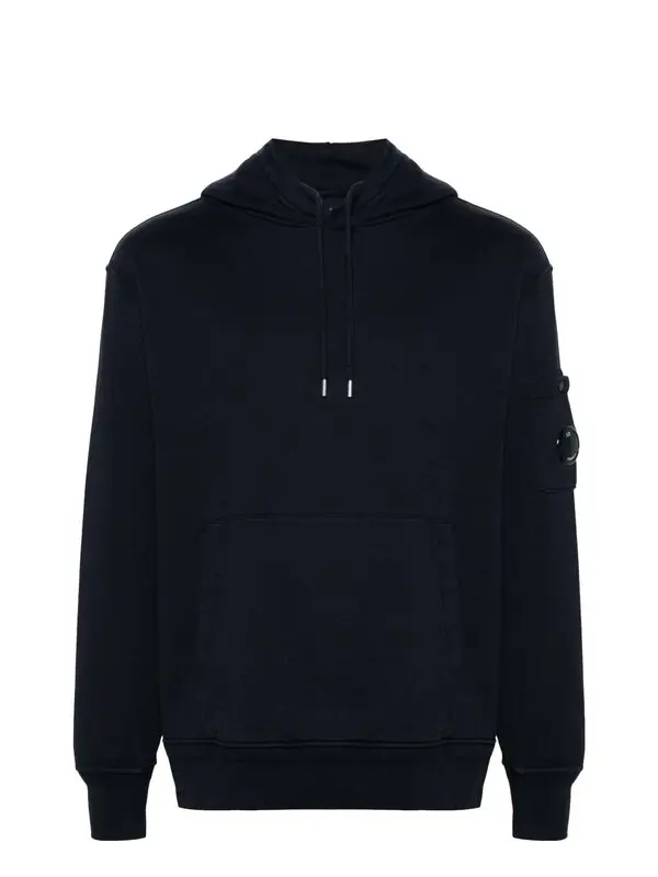 C.P. COMPANY Diagonal Fleece Cotton Hoodie - Blue