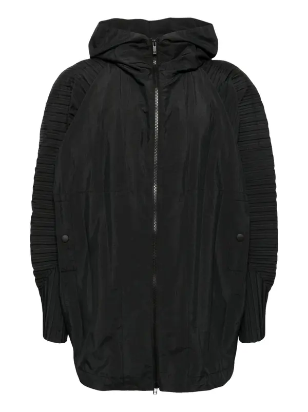 Issey Miyake Cascade Pleated Hooded Jacket - Black