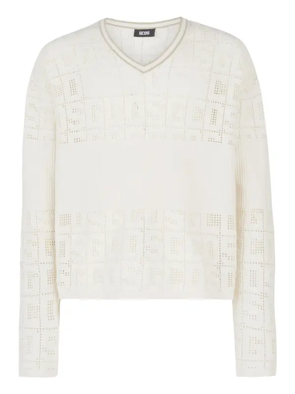 Gcds Monogram Macramé Jumper - White