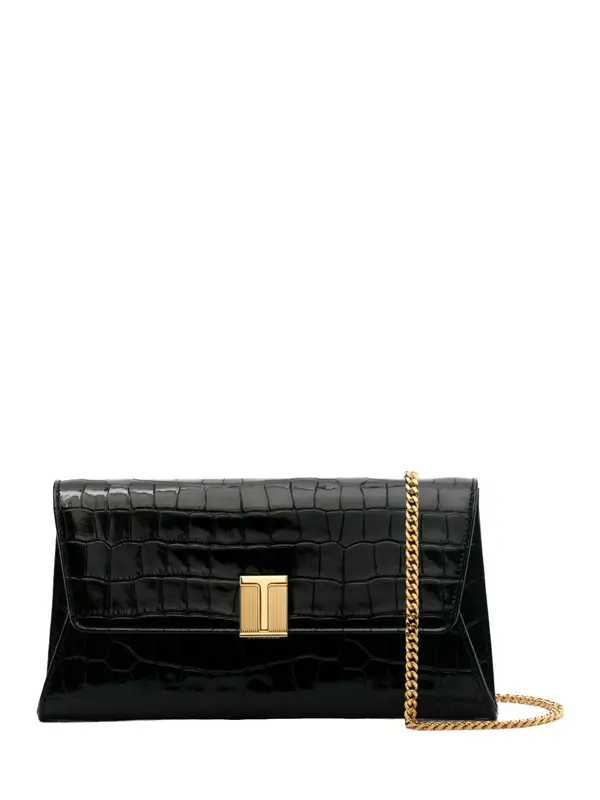 TOM FORD Croc-embossed Shoulder Bag - Black
