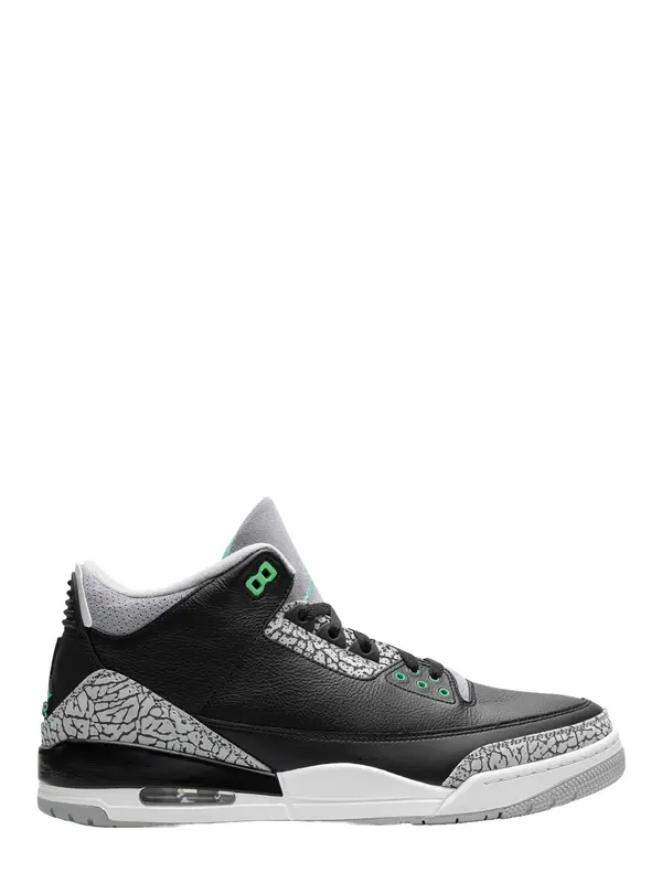 JORDAN Air 3 Retro Green Glow Sneakers - Black