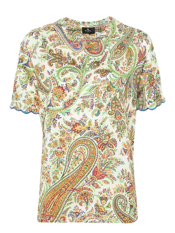 Etro Paisley Print Cotton T-shirt - Green