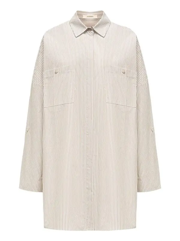 12 STOREEZ Patch-pocket Poplin Shirt - Neutrals