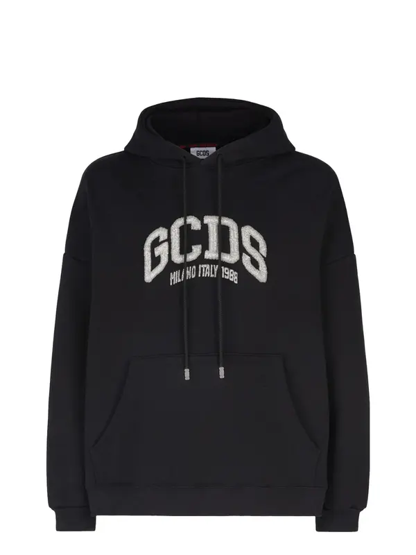 Gcds Logo-embellished Cotton Hoodie - Black