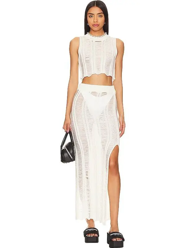 Superdown Tayla Maxi Skirt Set - White