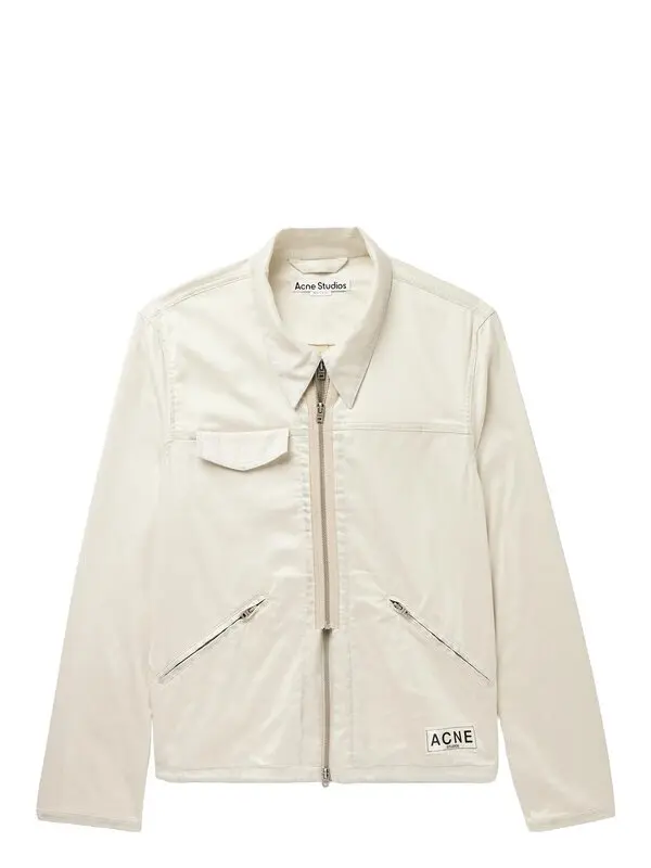 Acne Studios Logo-appliquéd Faux Suede Jacket - White