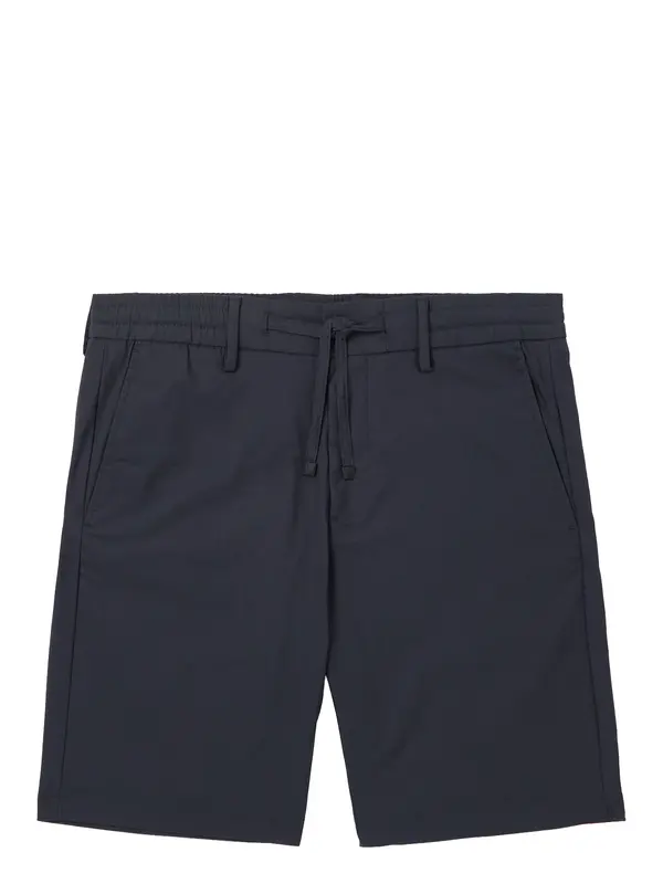 Nn07 Seb 1680 Straight-leg Organic Cotton-blend Twill Drawstring Shorts - Blue
