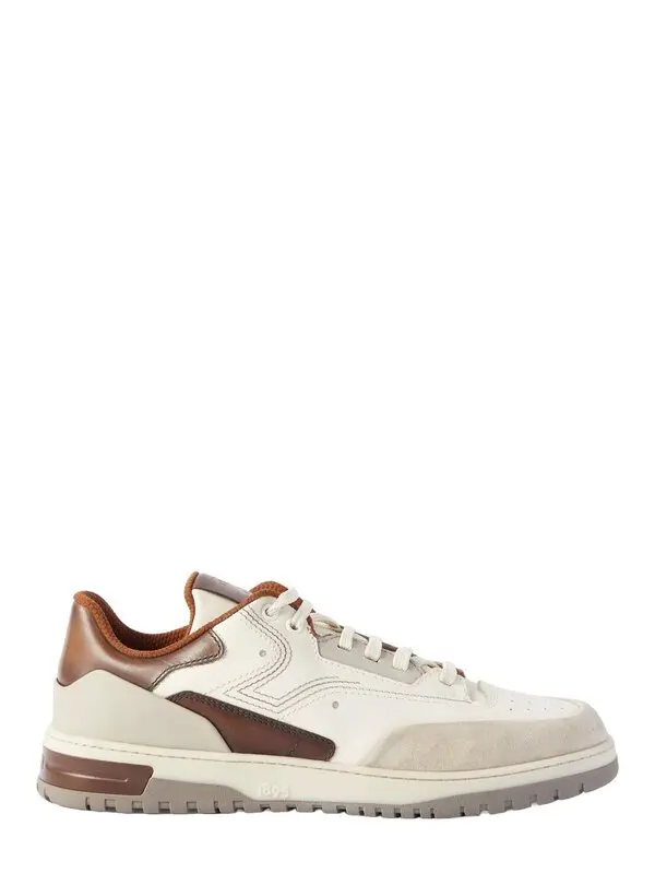 Berluti Playoff Leather And Suede Sneakers - Neutrals