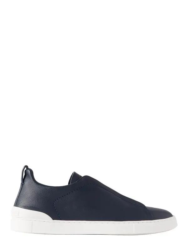 Zegna Triple Stitch™ Secondskin Leather Sneakers - Blue