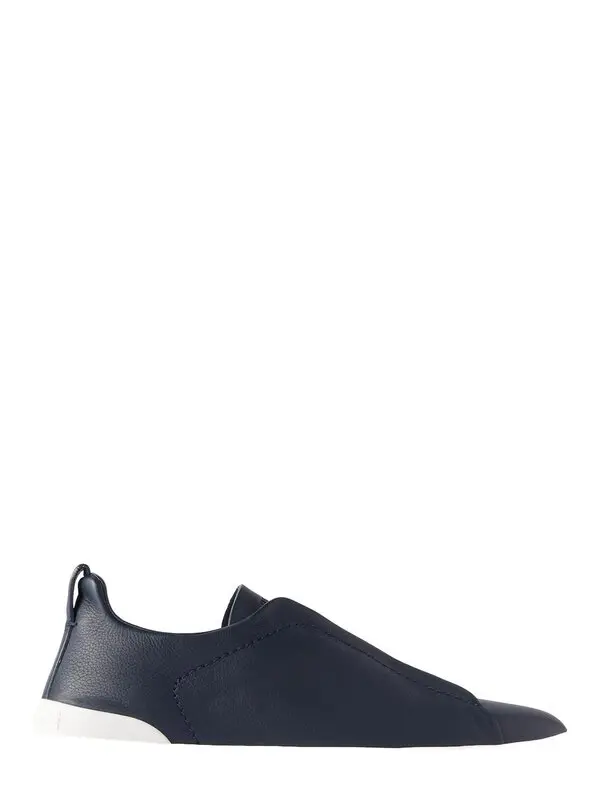 Zegna Triple Stitch™ Secondskin Leather Sneakers - Blue