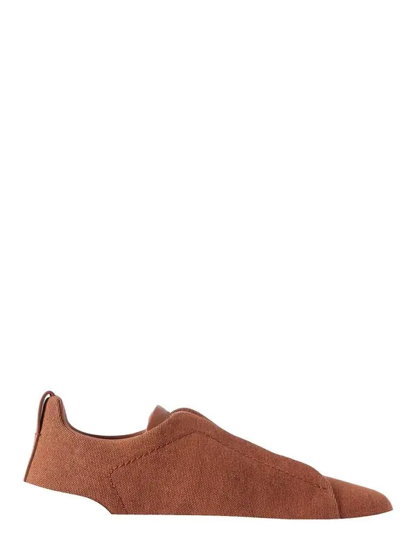 Zegna Triple Stitch™ Leather-trimmed Canvas Slip-on Sneakers - Orange