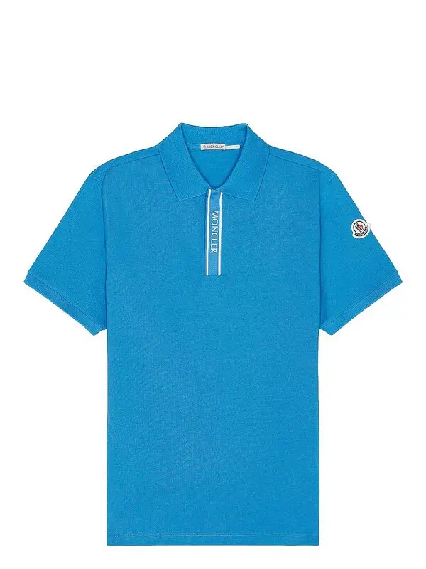 Moncler Short Sleeve Polo In Blue - Azure