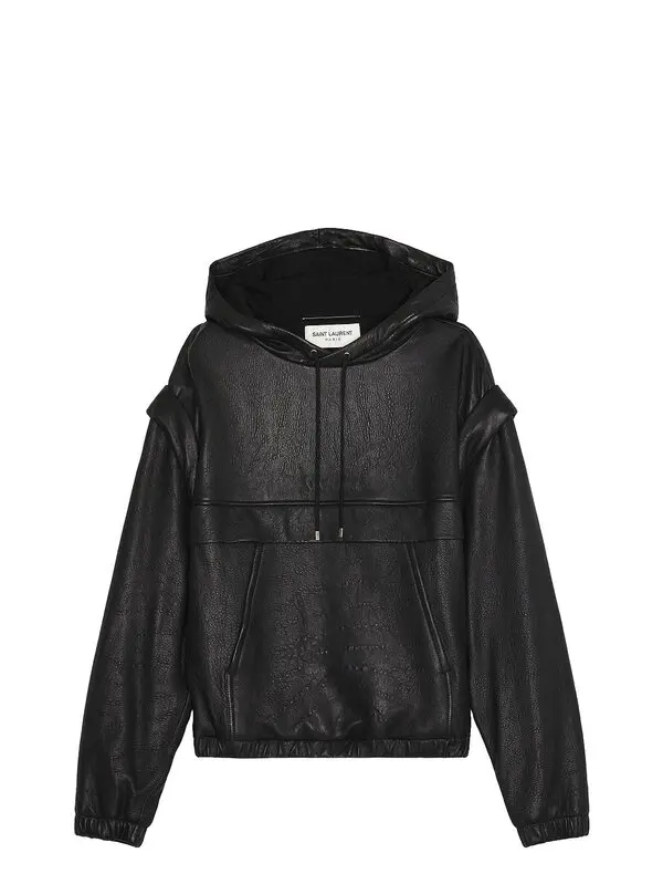 Saint Laurent Leather Hoodie - Noir