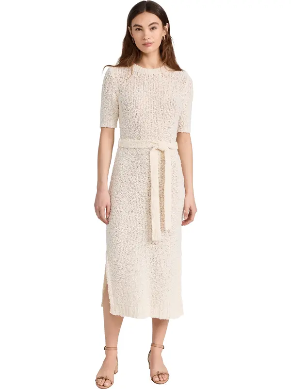 FRAME Mixed Stitch Sweater Dress - Cream