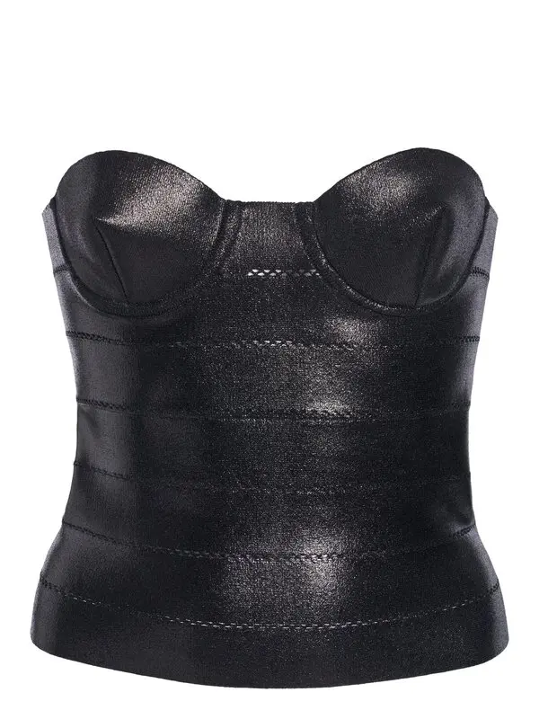 TOM FORD Intarsia Strapless Bustier Top - Black