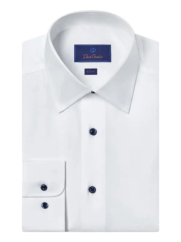 David Donahue Slim Fit Super Fine Twill Dress Shirt - White