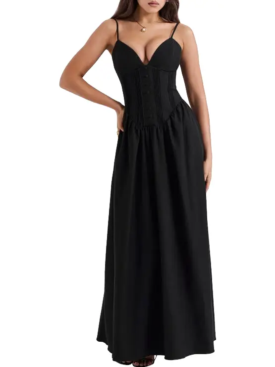 House Of Cb Lova Bustier Bodice Maxi Dress - Black
