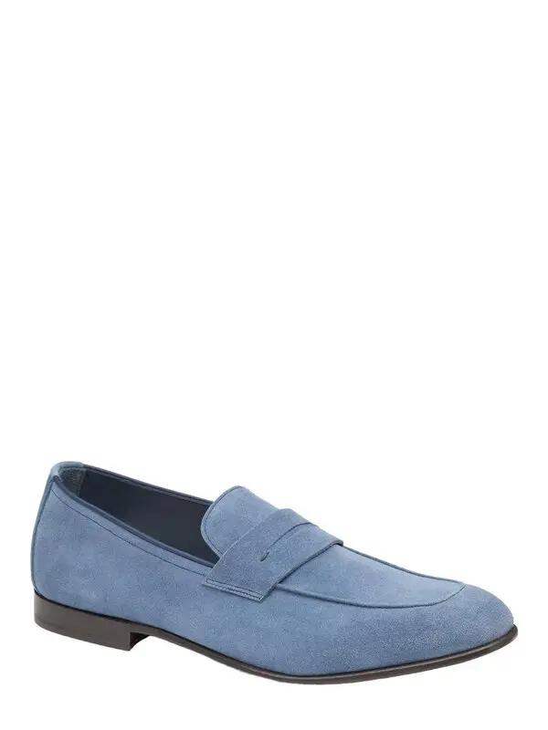 Johnston & Murphy Collection Taylor Moc Toe Penny Loafer - Denim Italian Suede