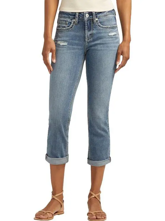 SILVER JEANS CO. Suki Curvy Fit Mid Rise Capri Jeans - Indigo