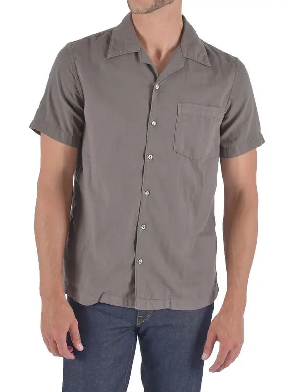 HIROSHI KATO The Wrench Solid Double Gauze Camp Shirt - Charcoal
