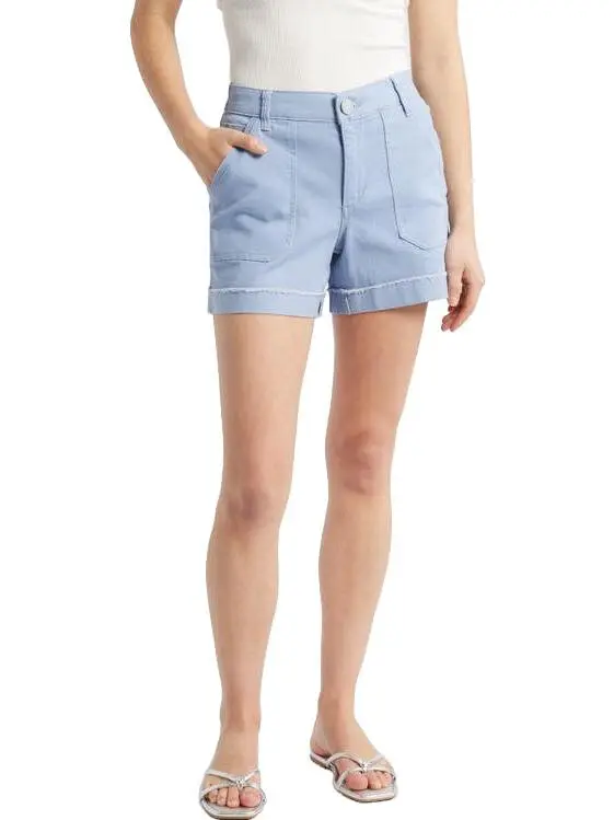 Wit & Wisdom Frayed Patch Pocket High Waist Twill Shorts - Horizon Blue
