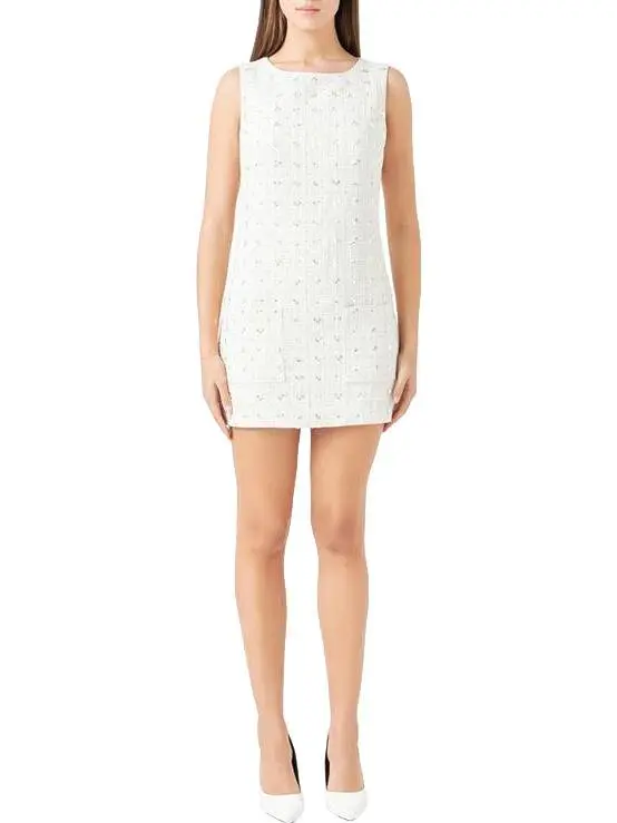 Endless Rose Sequin Tweed Minidress - Ivory