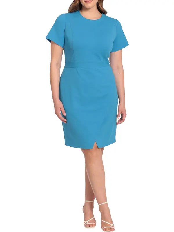 Maggy London Faux Wrap Sheath Dress - Teal