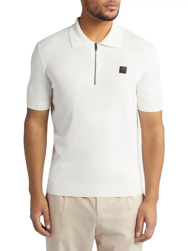 Hugo Sayfong Quarter Zip Sweater Polo - Open White
