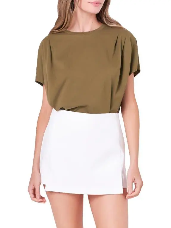 English Factory Pleat Shoulder T-shirt - Olive