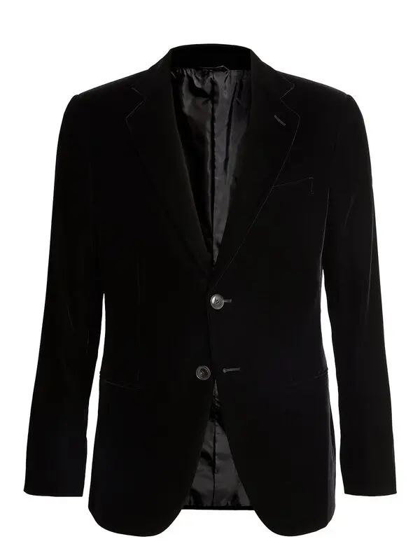 Giorgio Armani Stretch-velvet Icon George Blazer - Black