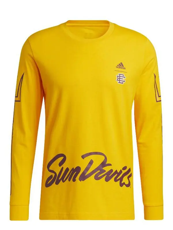 Adidas X Eric Emanuel Asu Arizona Midnight Madness Graphic Long Sleeve Tee Shirt - Yellow