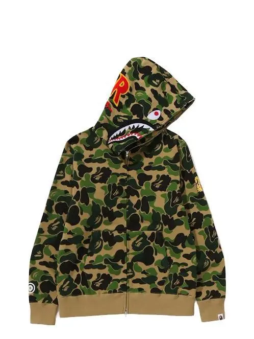 BAPE Abc Camo Shark Ponr Full Zip Hoodie - Green