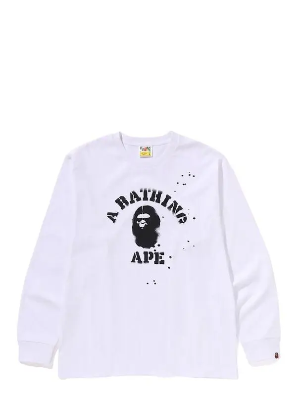 A BATHING APE X Joshua Vides College Long Sleeve Tee Shirt - White